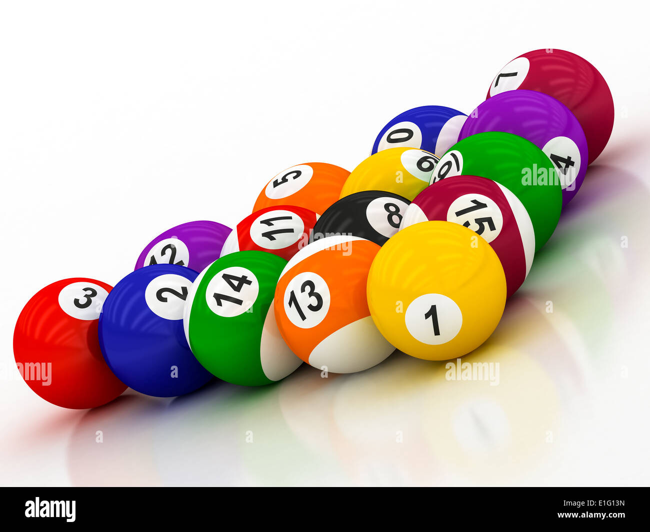 billiard balls with numbers on a white background Stock Photo - Alamy