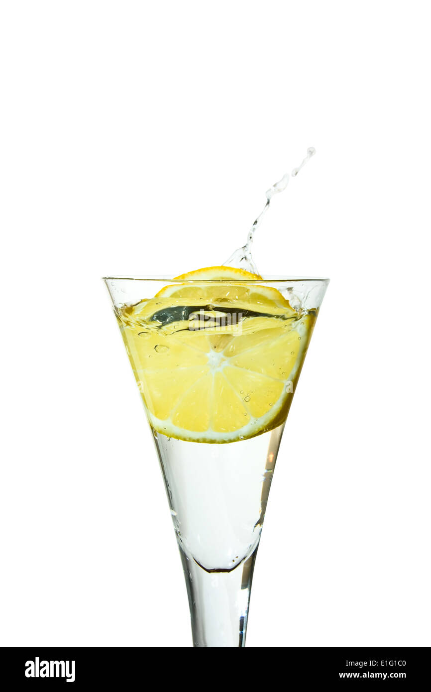 slice of lemon drops in a glass isolated on a white background Stock ...