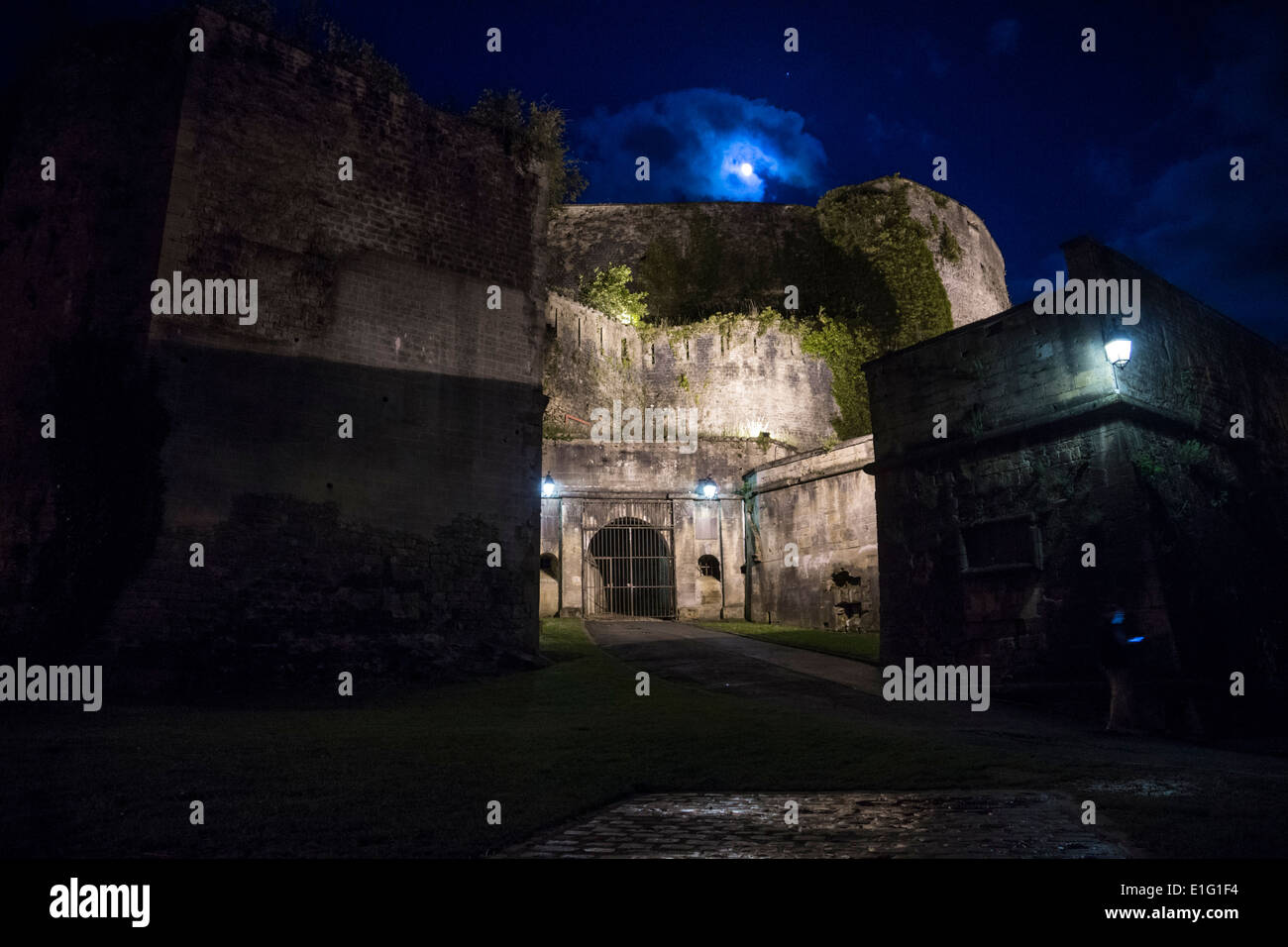 Sedan, France.The fortifications and the southern gate of the castle ...