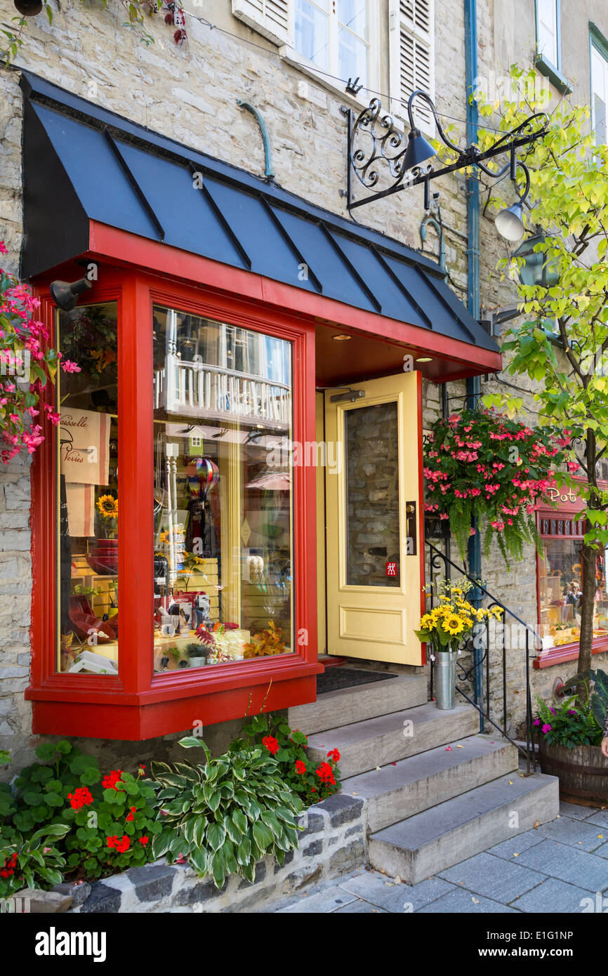 Shops and storefronts in Lower Town, Old Quebec, Quebec City, Quebec ...