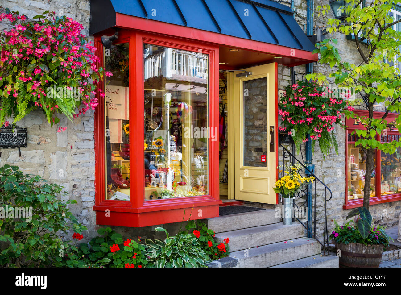 Shops and storefronts in Lower Town, Old Quebec, Quebec City, Quebec ...