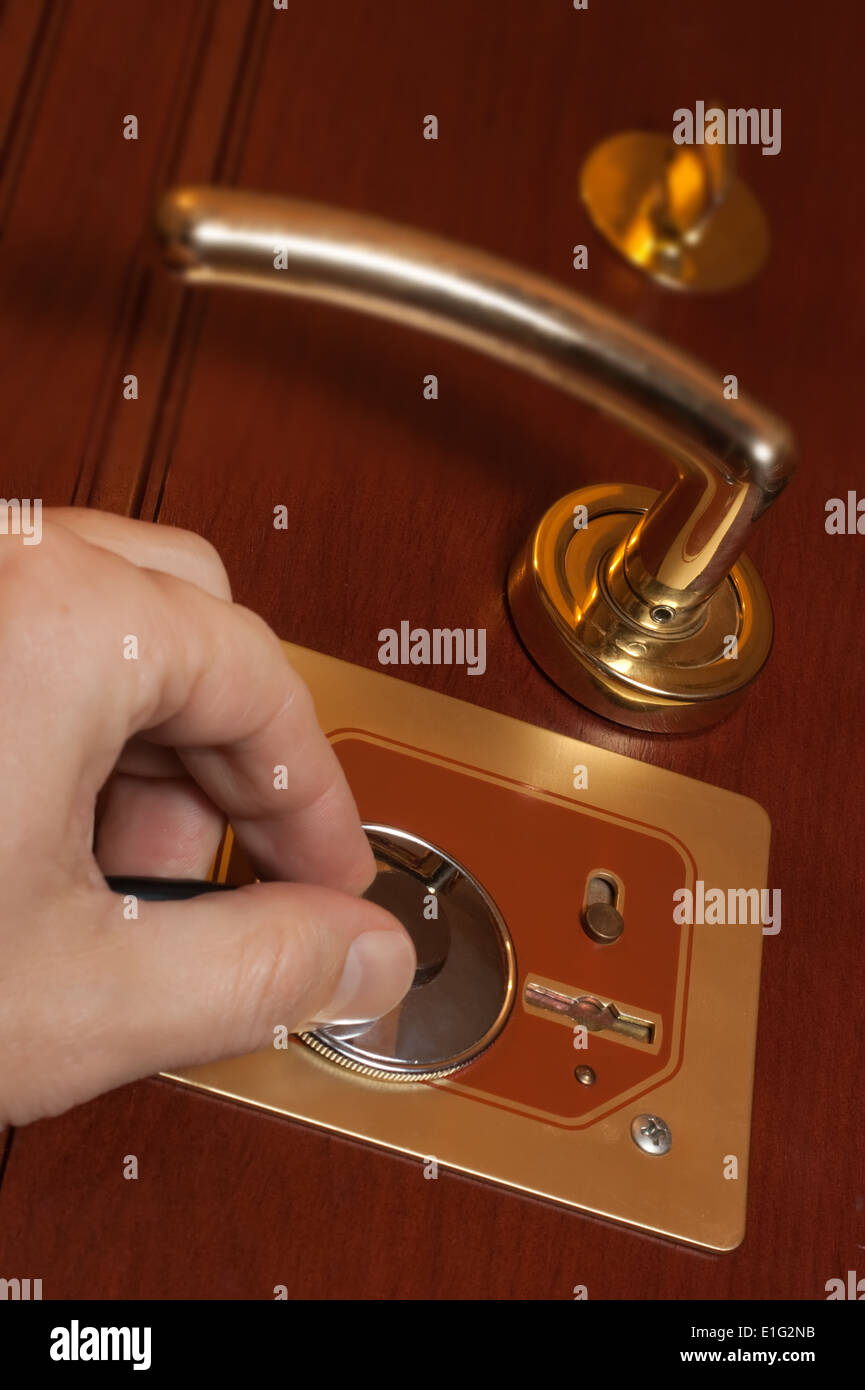 Diagnosis door lock with a stethoscope Stock Photo - Alamy