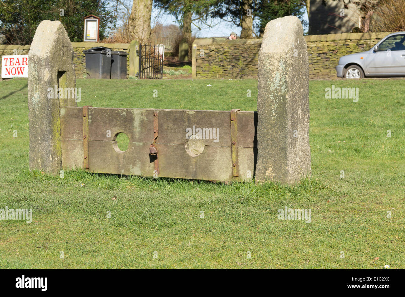 Wooden stocks punishment hi-res stock photography and images - Alamy