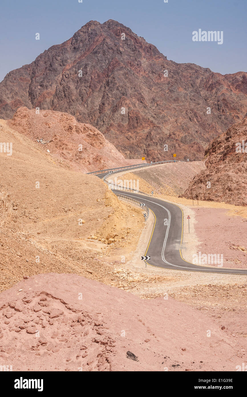 Israel. A Desert road passes through the colorful Eilat mountains Stock ...
