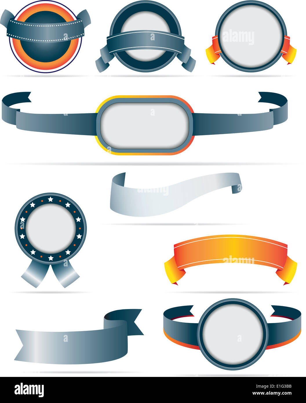 Badges, ribbons, awards and shields isolated on white background Stock ...