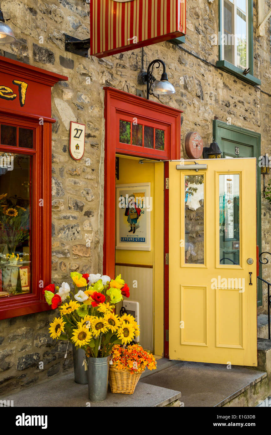 Shops and storefronts in Lower Town, Old Quebec, Quebec City, Quebec ...