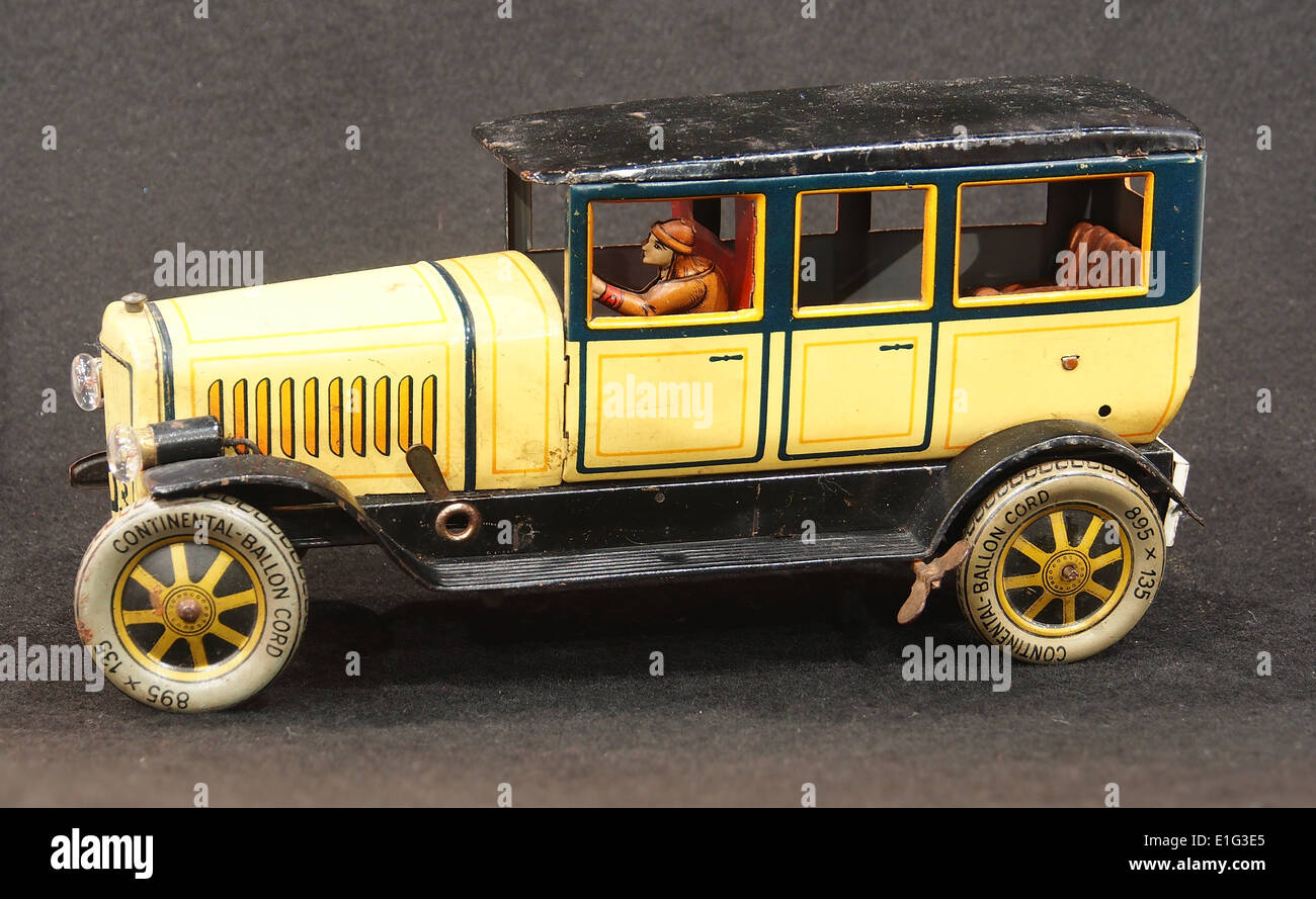 This photo shows the JDN tin car model 603, a collectible toy car ...