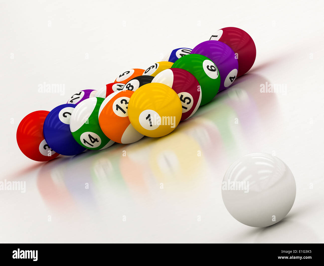 billiard balls with numbers on a white background Stock Photo - Alamy