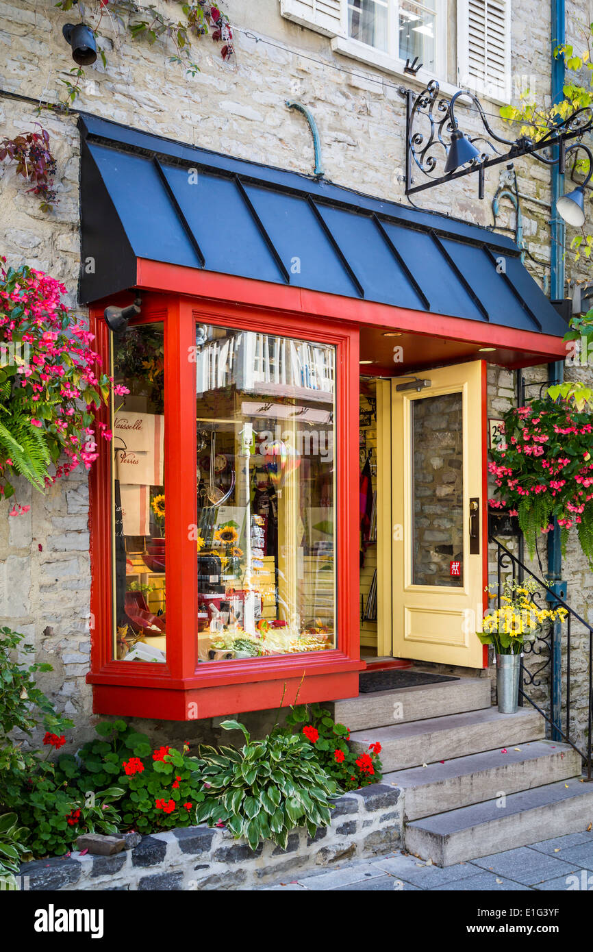 Shops and storefronts in Lower Town, Old Quebec, Quebec City, Quebec ...