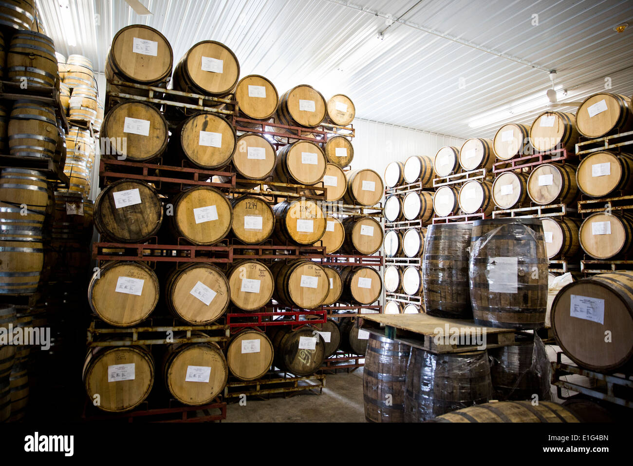 Whiskey Barrels sit in a distillery Stock Photo - Alamy