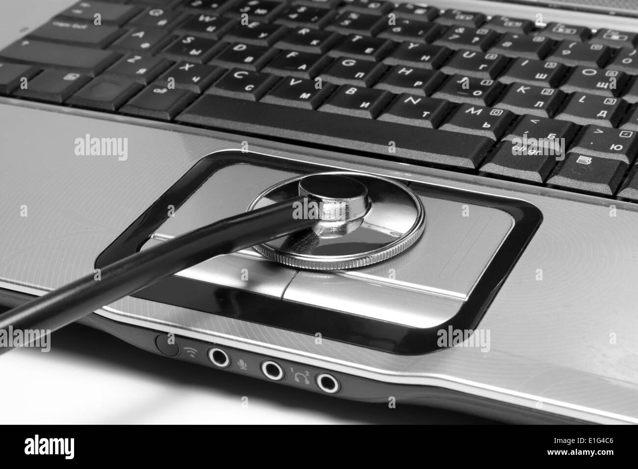 Laptop stethoscope Black and White Stock Photos & Images - Alamy