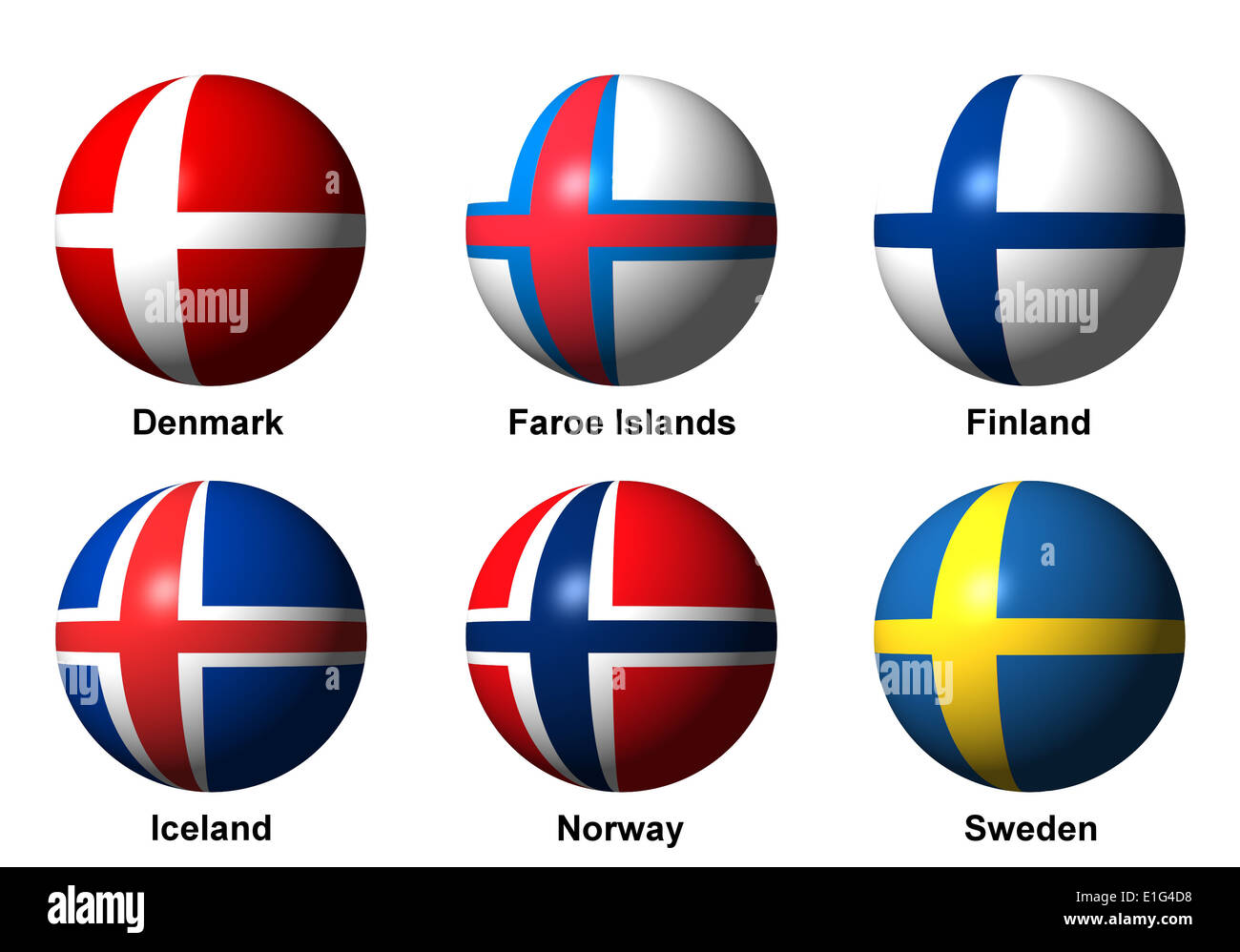 Collage of Scandinavian flags with english labels Stock Photo - Alamy