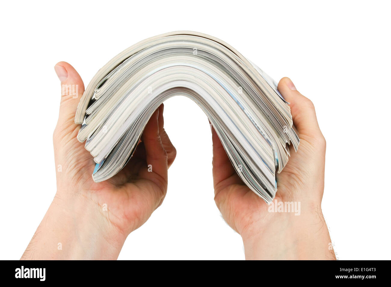 magazine in hand isolated on a white background Stock Photo - Alamy
