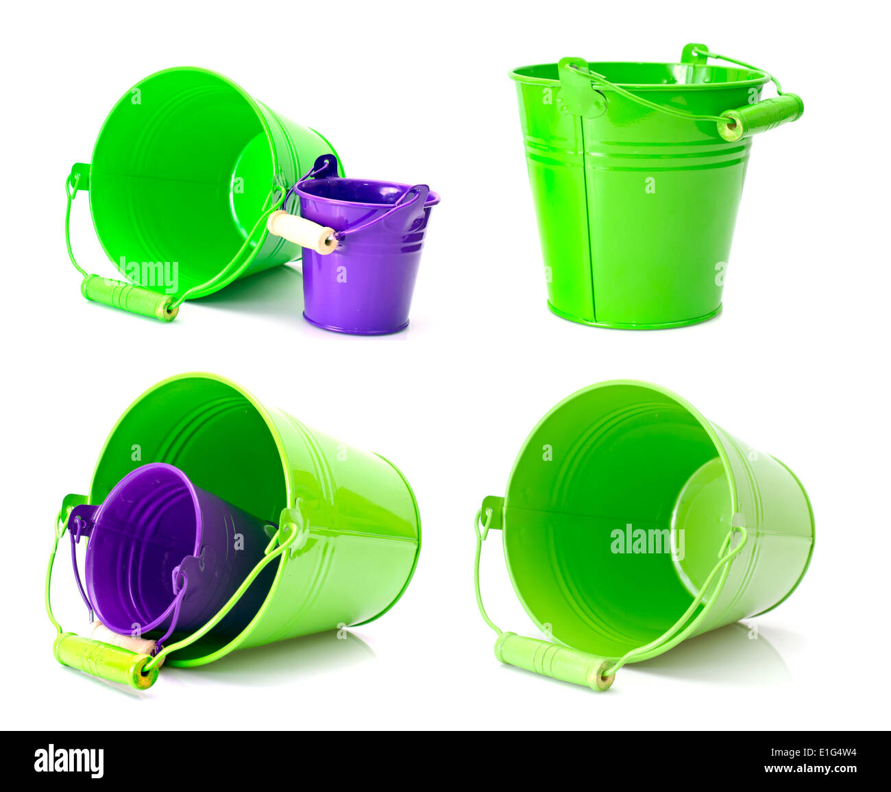 Beautiful Colorful Buckets Isolated on White Background Stock Photo - Alamy
