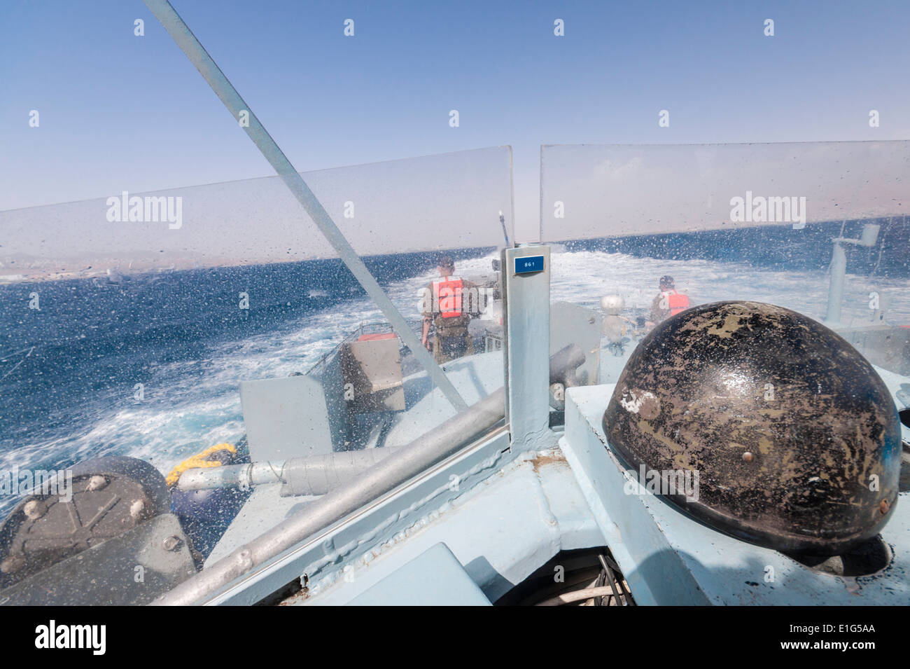 Israel. A navy patrol boat near the city of Eilat and the Israeli ...
