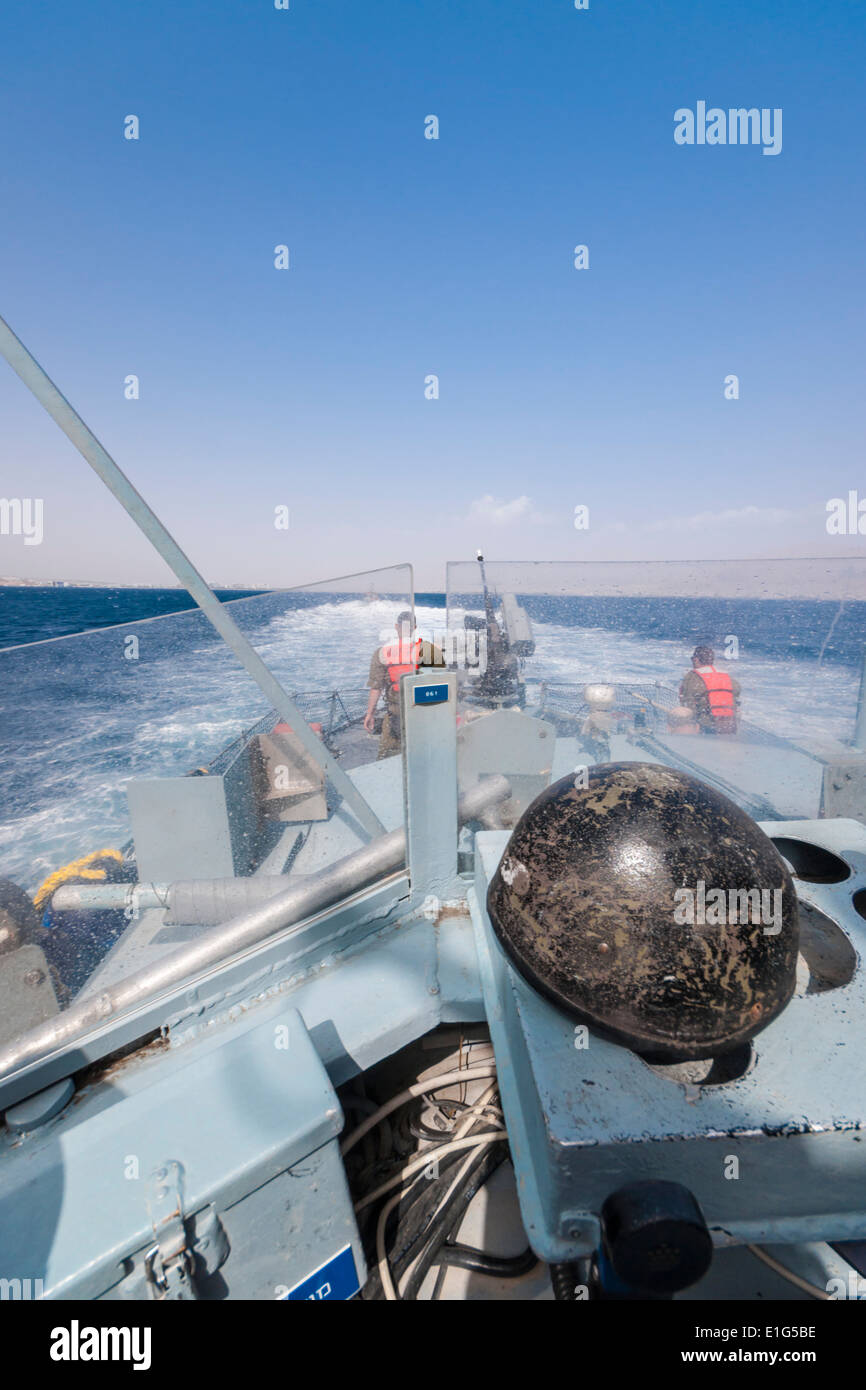 Israel. A navy patrol boat near the city of Eilat and the Israeli ...