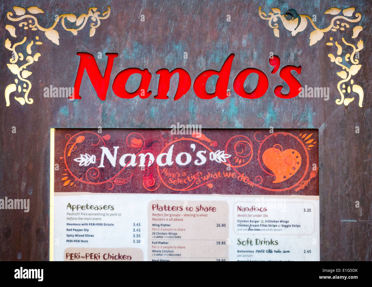 Nando's Restaurant Menu and Sign Stock Photo - Alamy