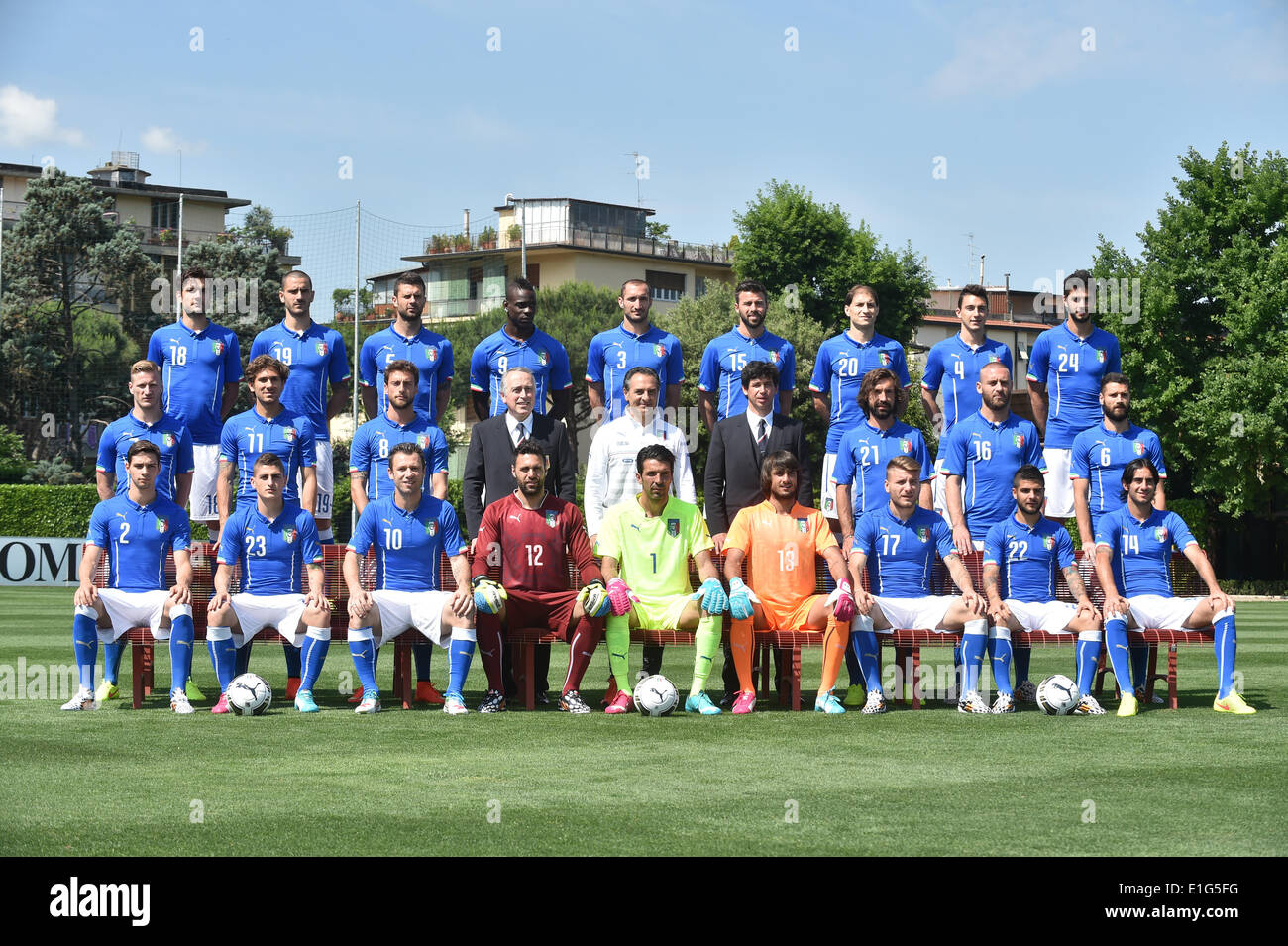 Florence. 3rd June, 2014. Italy's national soccer team players pose for ...