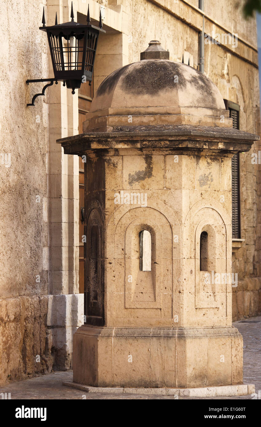 Sentry box at the Almudaina Palace in Palma de Mallorca, Spain Stock ...