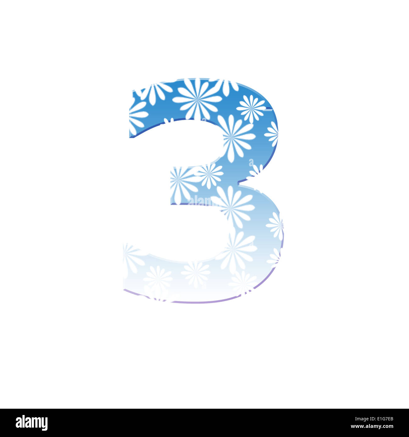 Number three, 3 made from white flower on blue color Stock Photo - Alamy