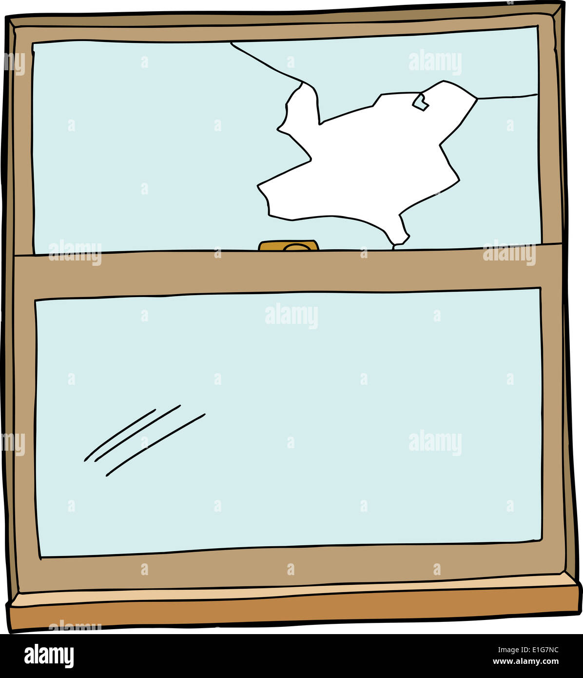 Wooden window frame with broken glass pane Stock Photo - Alamy