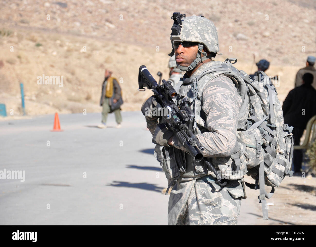 U.S. Air Force Senior Airman Walter Falls, an entry control point ...