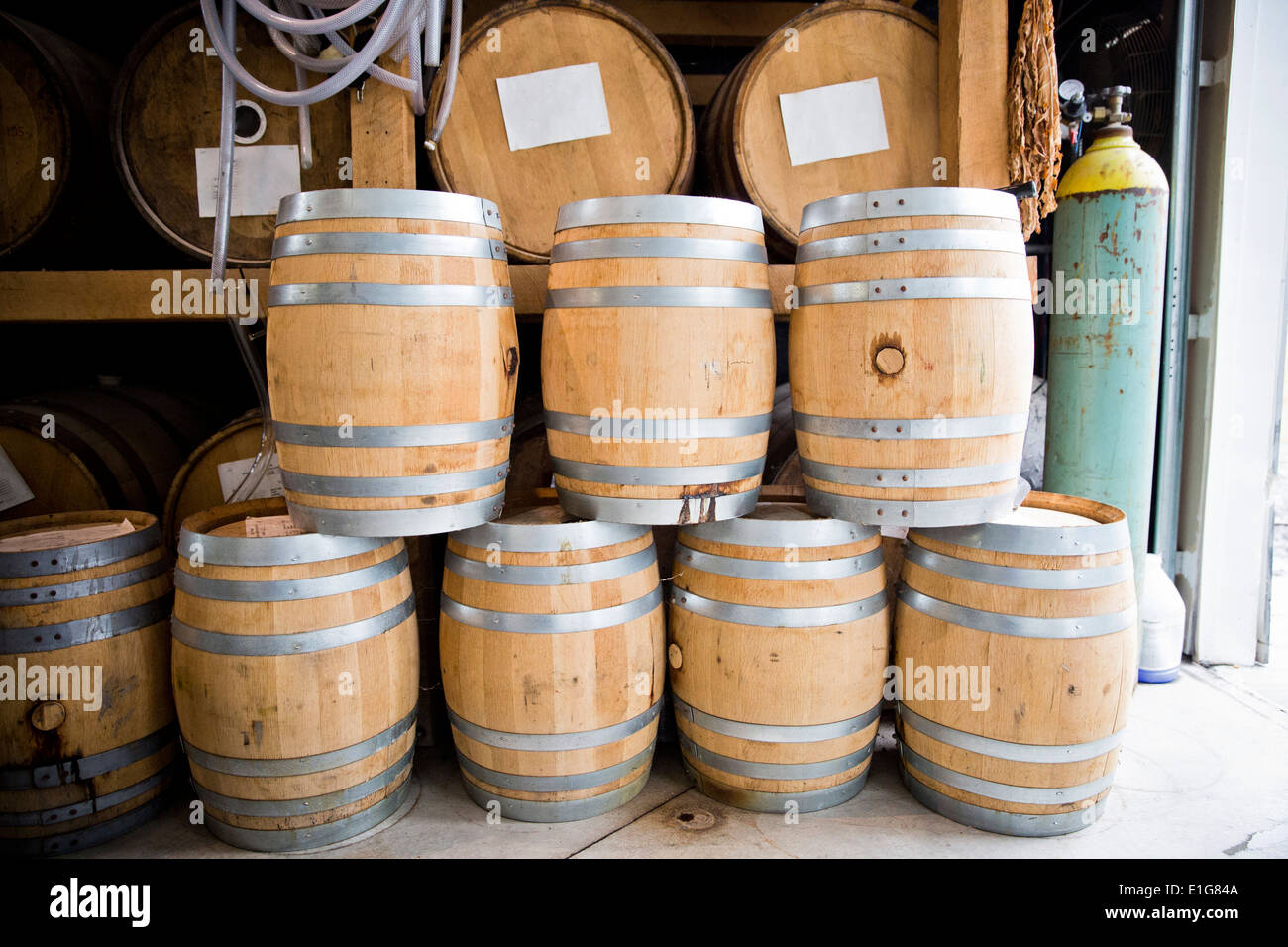 Whiskey Barrels sit in a distillery Stock Photo - Alamy
