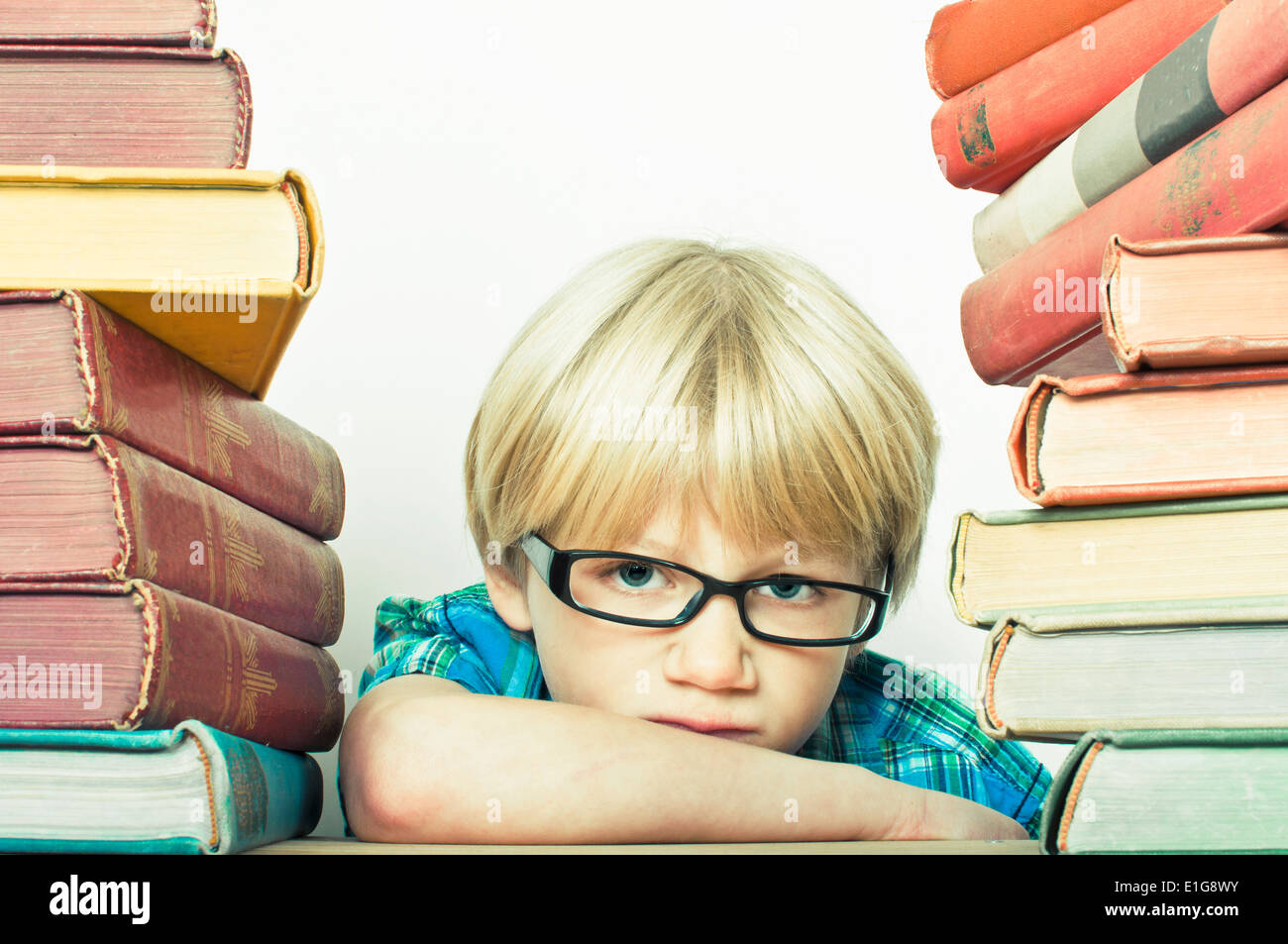 Intelligent boy studying Stock Photo - Alamy