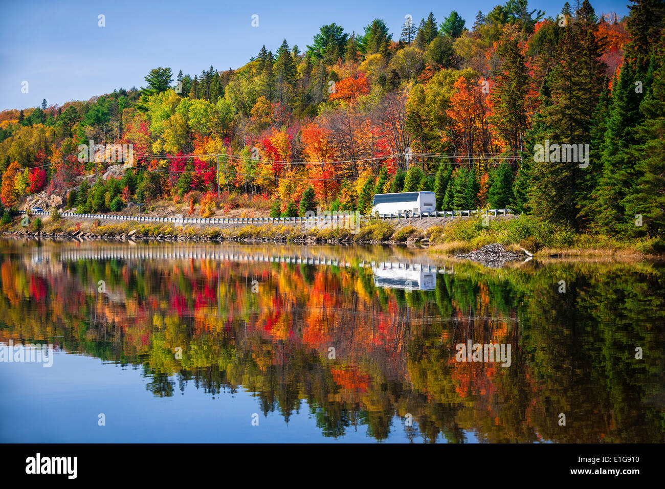 Highway through red fall hi-res stock photography and images - Alamy