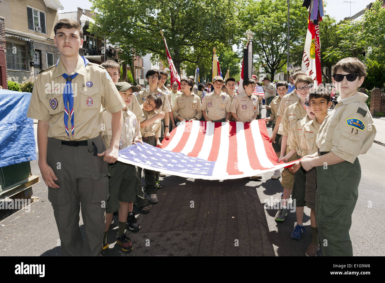 Boy scouts prepare to march in The Kings County Memorial Day Parade in ...