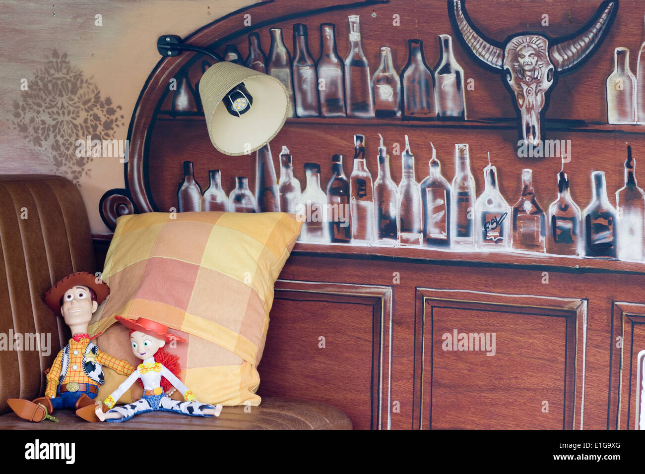 Inside of a split screen Camper van Decorated in the Style of a Cowboy ...