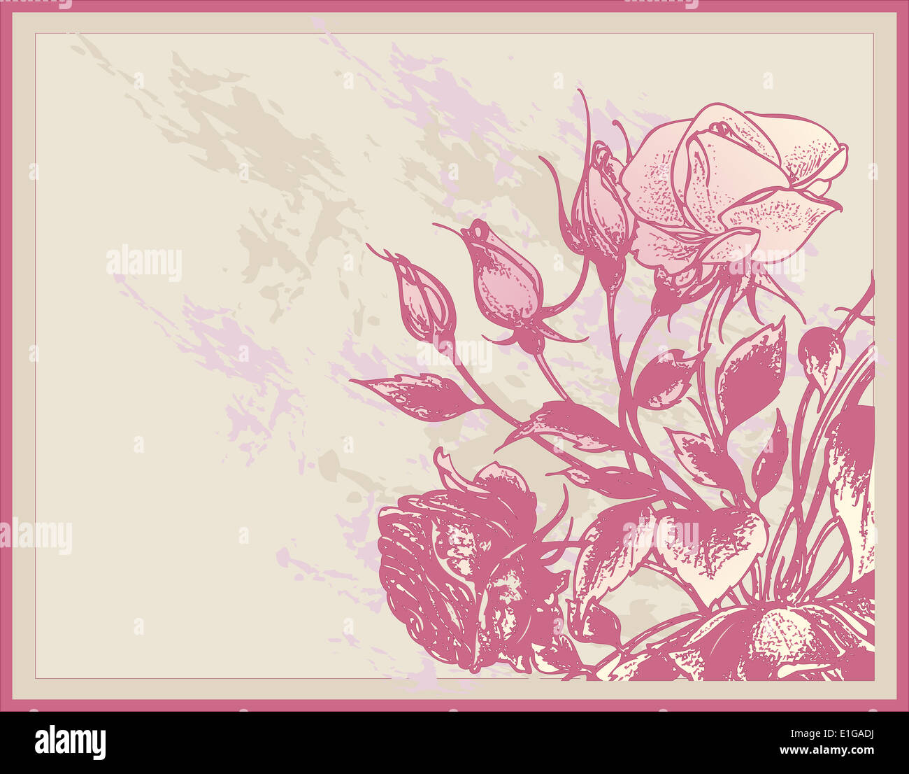 vintage card with pink roses Stock Photo - Alamy