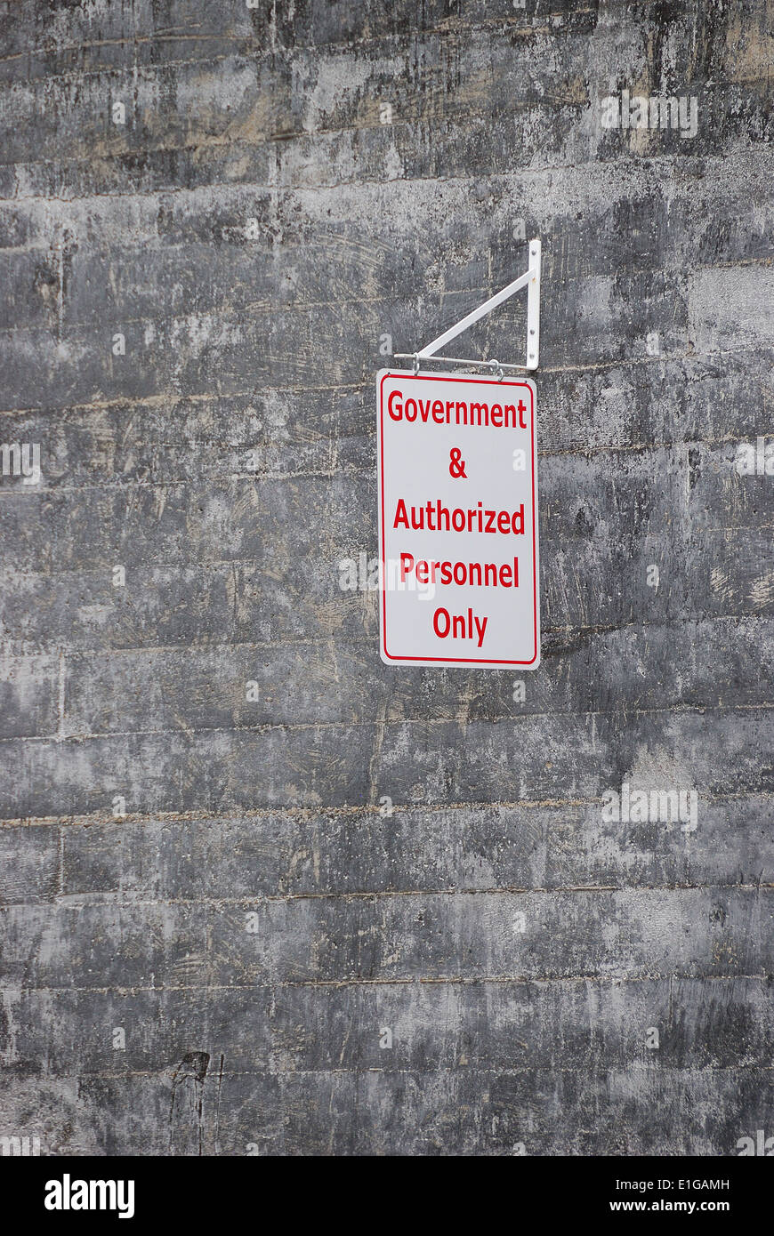 Government and Authorized Personnel Only sign on a storage building ...