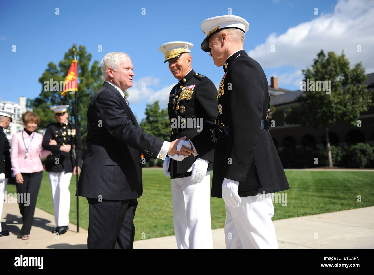 Hands with the newly appointed commandant of the u s marine corps hi ...