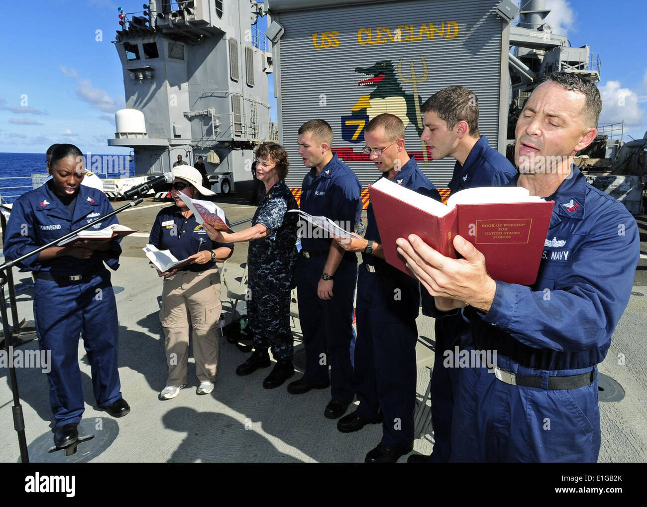 Personnel embarked aboard the amphibious transport dock ship USS ...