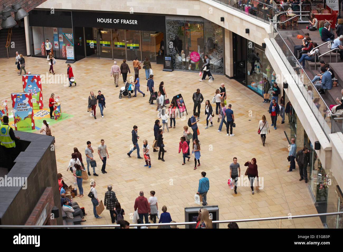 shoppers walking around Cabot Circus Shopping Centre at Bristol in May ...