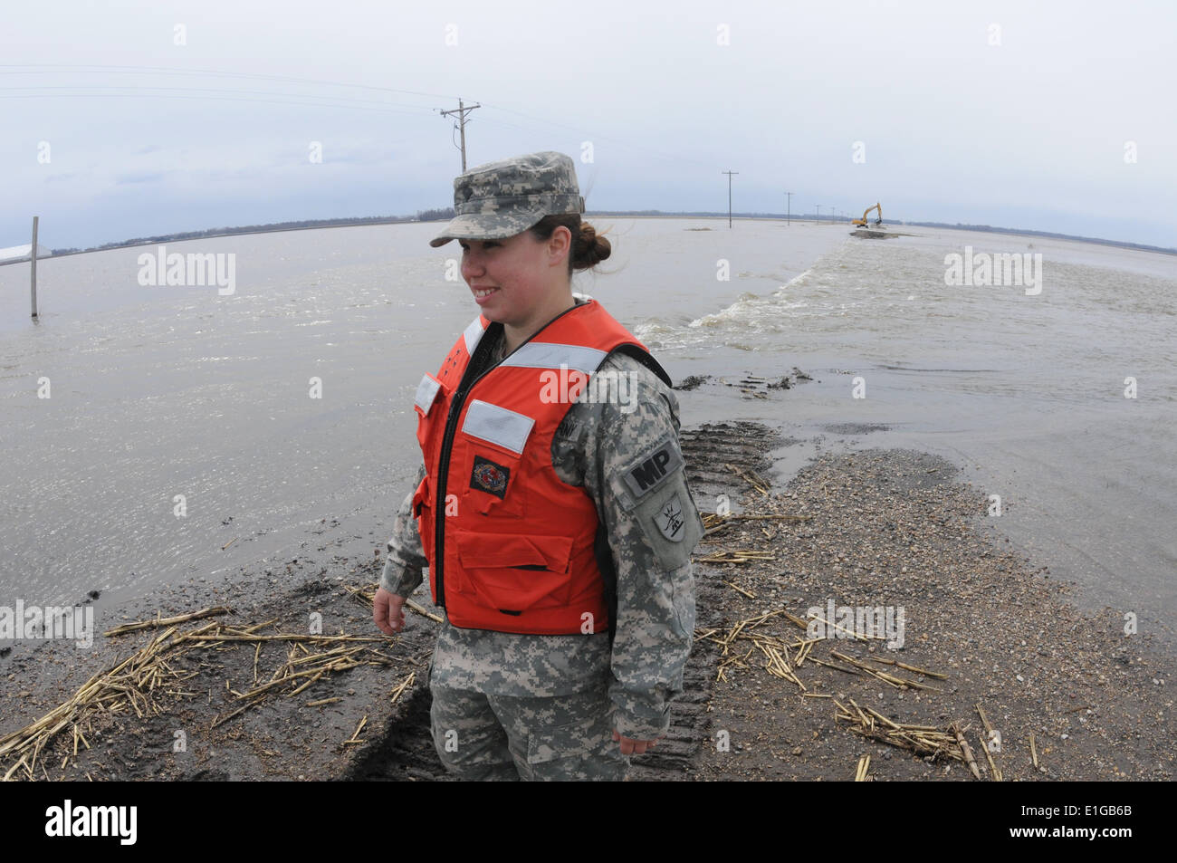 Spc. Sandra Gillespie, of the 191st Military Police Company, checks a ...