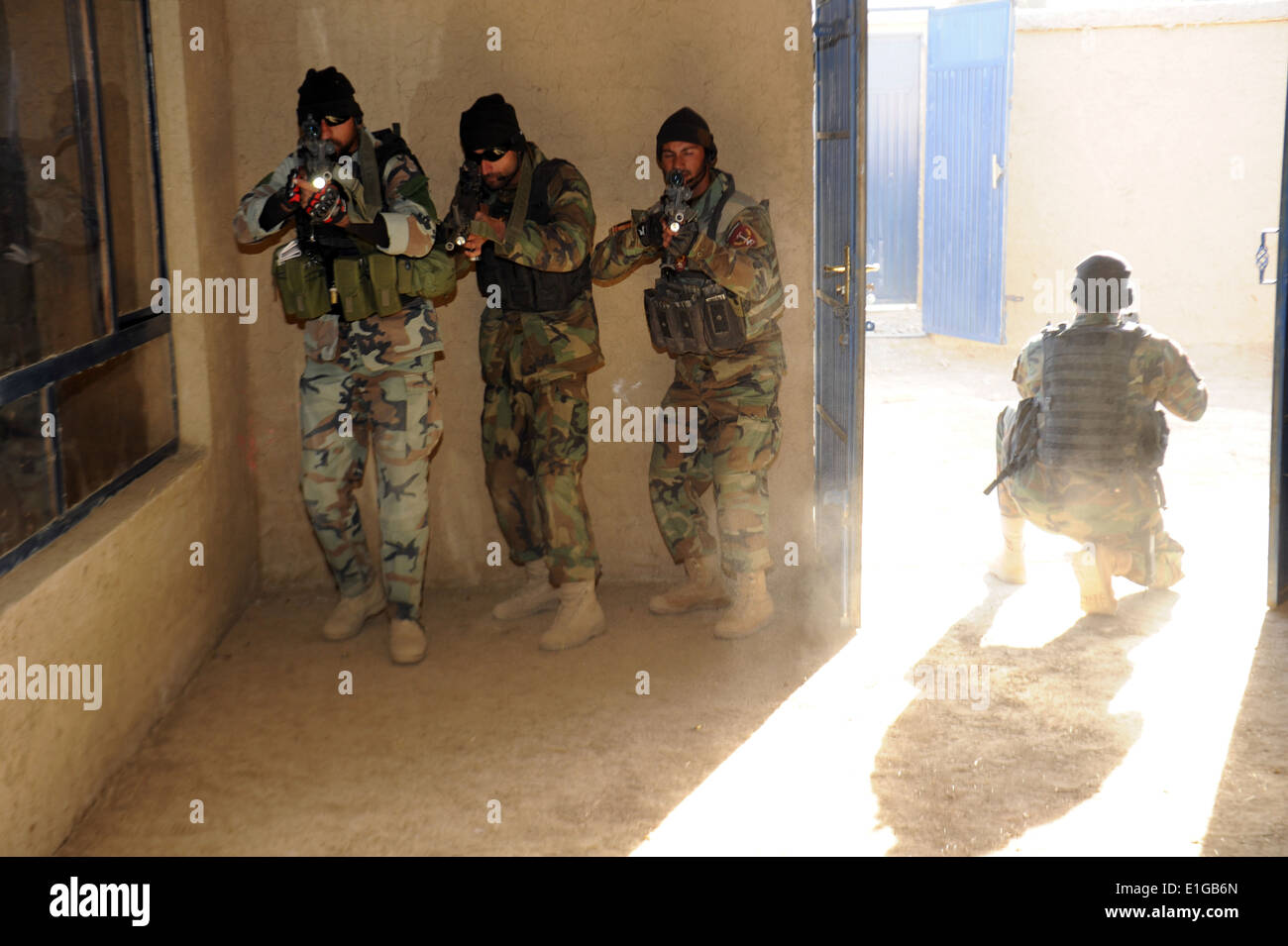 Afghan Commandos, from 3rd Company 6th Commando Kandak, rehearse room ...