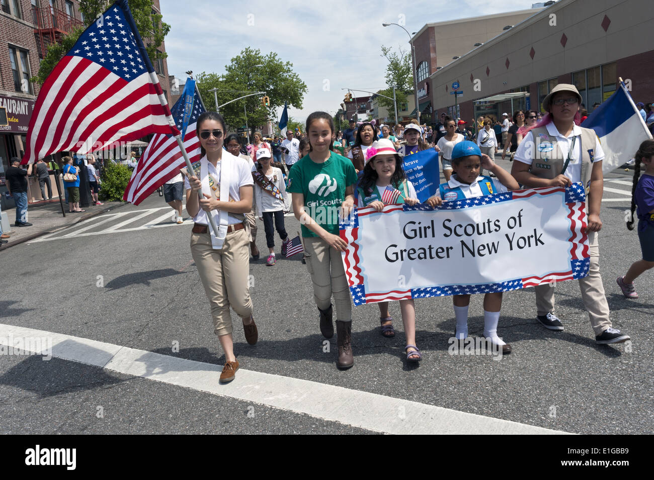 Girl Scout troop marches in The Kings County Memorial Day Parade in the ...