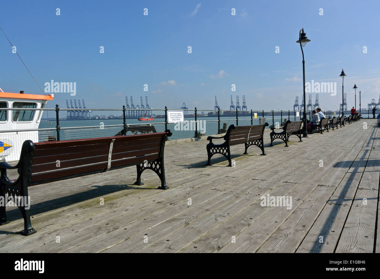 Harwich Ha'penny Pier, with Felixstowe docks beyond, Essex, UK Stock ...