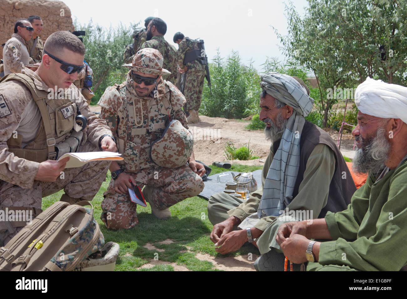 Local elder Muhammad Gul (second from right), finalizes negotiations ...