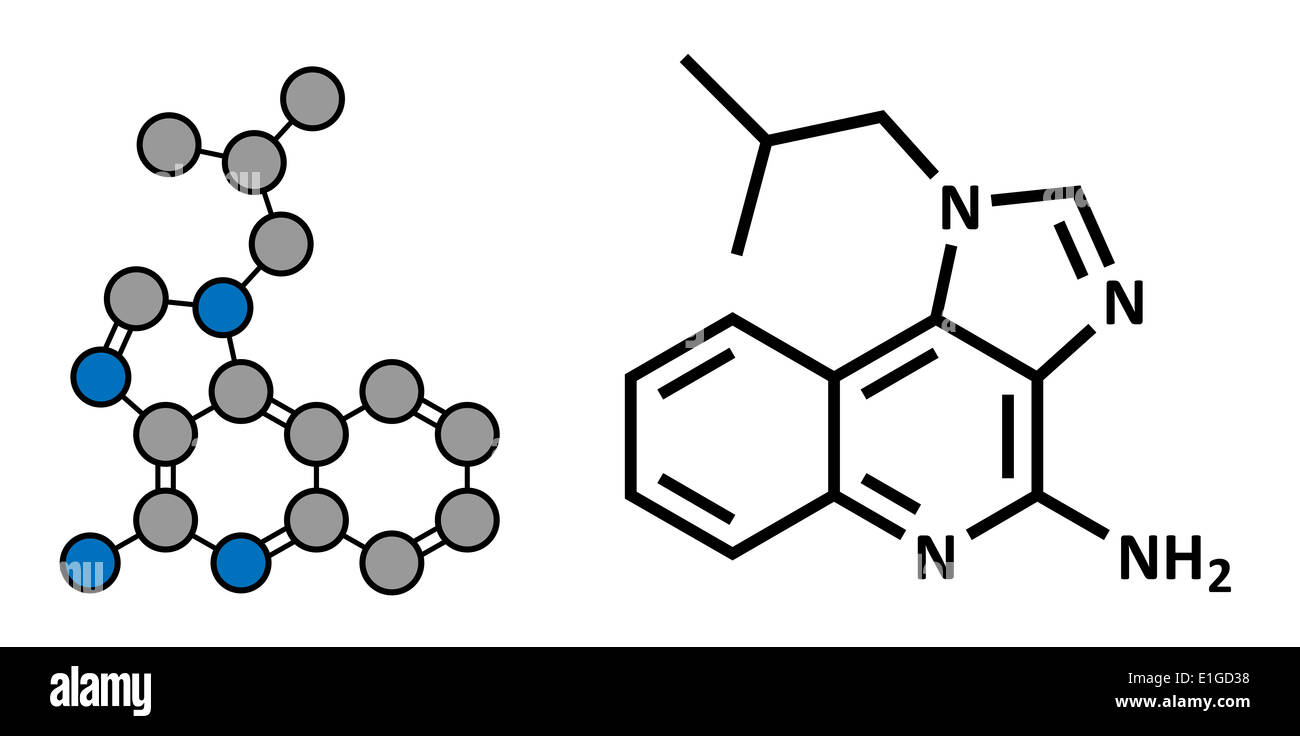 Imiquimod topical skin cancer drug, chemical structure. Conventional ...