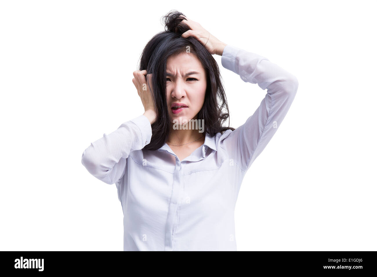 Distraught grimacing woman hi-res stock photography and images - Alamy