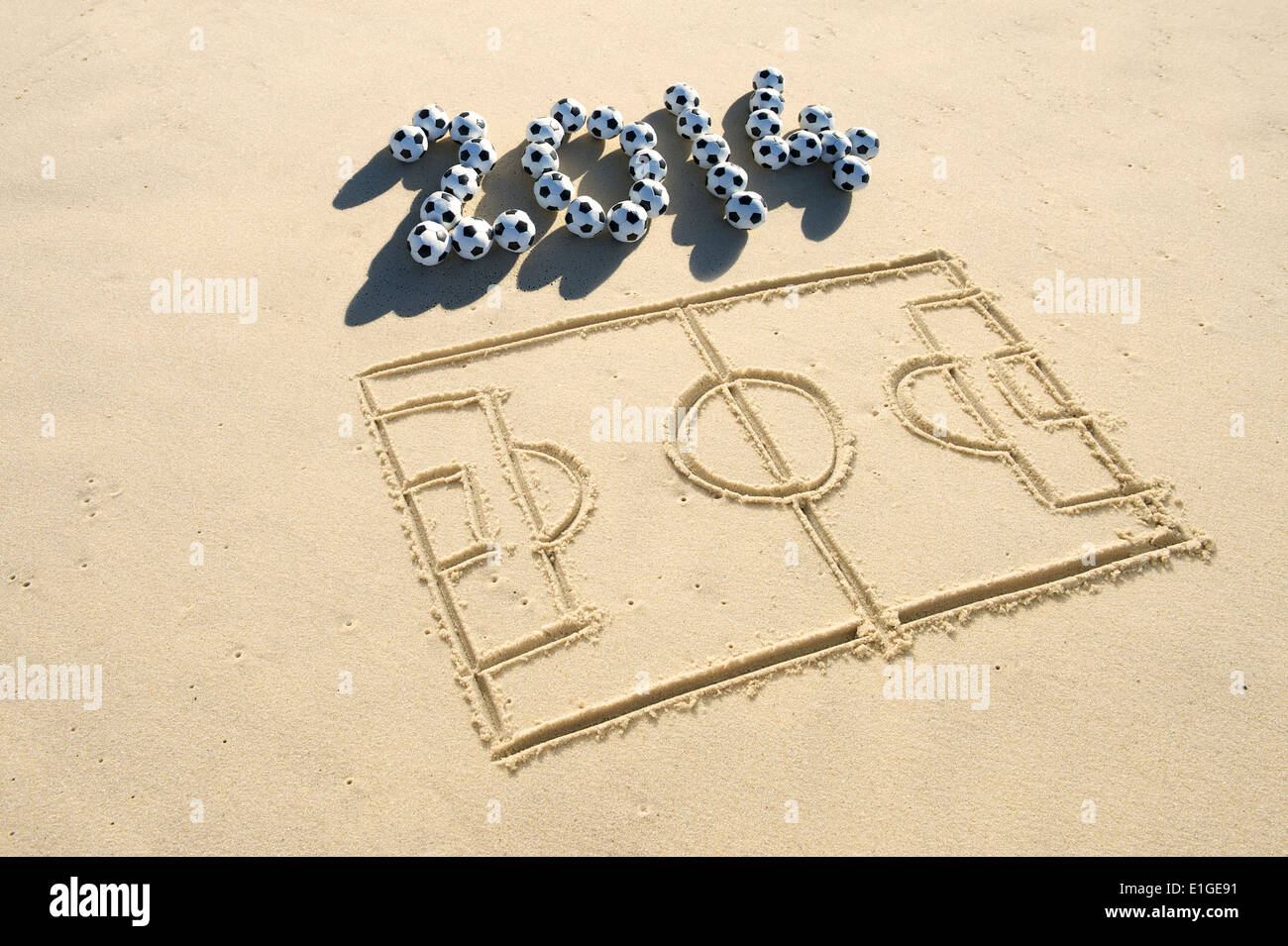 Simple line drawing of football pitch with soccer ball 2014 message in ...