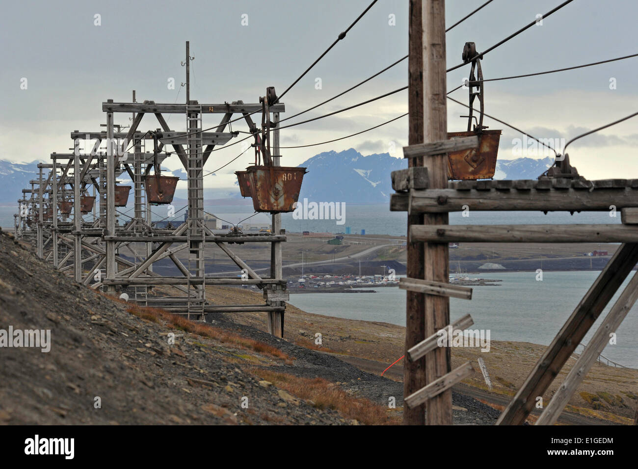 Historical wooden mining cableway for transporting coal, 21 August 2012 ...