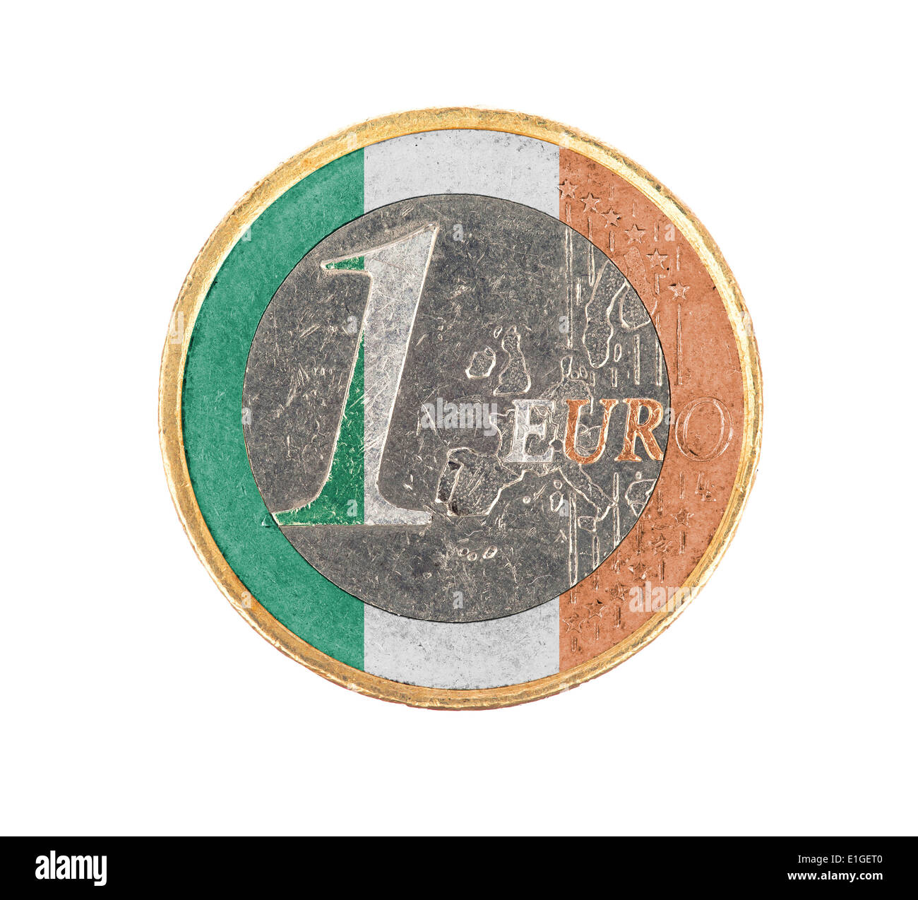 Euro coin, 1 euro, isolated on white, flag of Ireland Stock Photo - Alamy