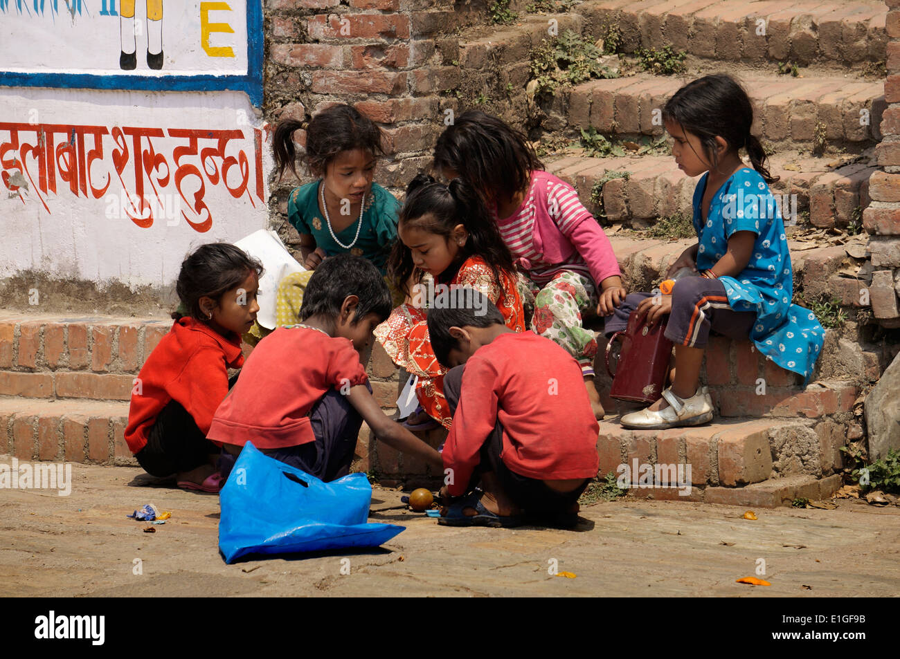 Kids of Nepal are playing game Stock Photo - Alamy