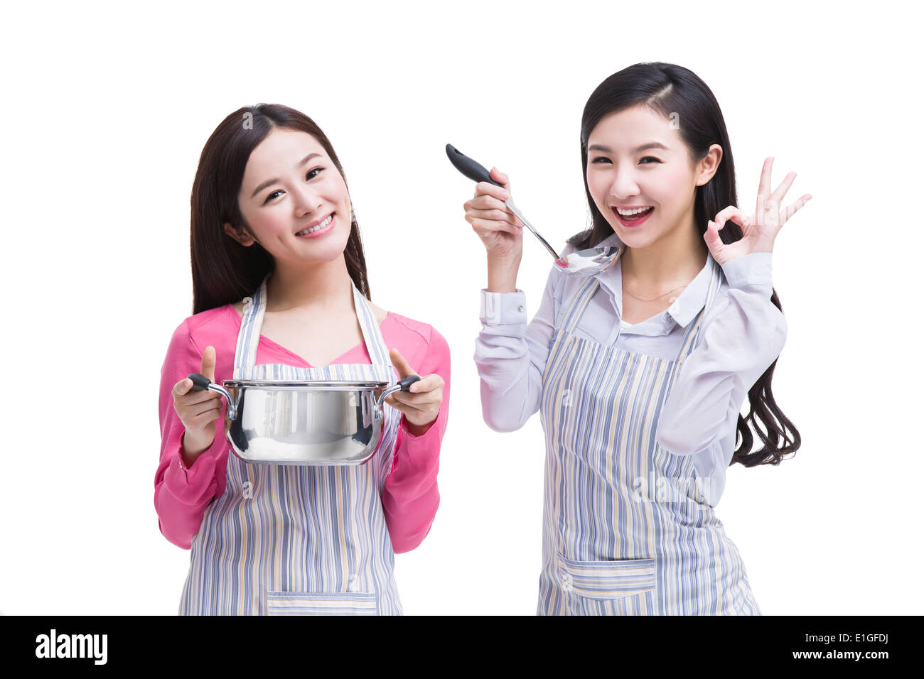 Best female friends doing taste test Stock Photo - Alamy