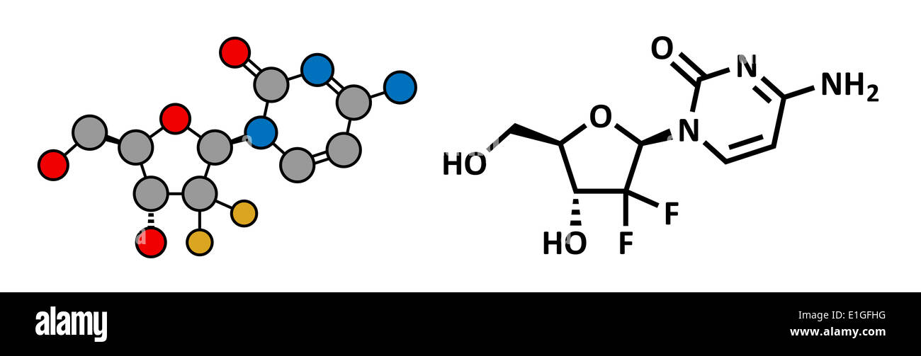 Gemcitabine cancer chemotherapy drug, chemical structure. Conventional ...
