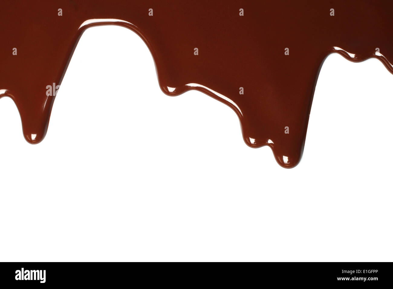 Melted chocolate dripping on white background Stock Photo - Alamy